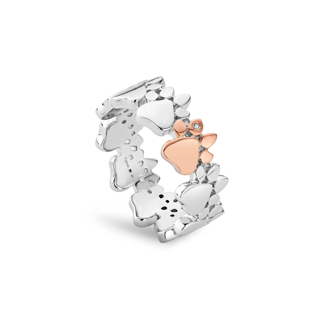 Paw Prints Sterling Silver Multi-Paw Ring with Topaz – Clogau